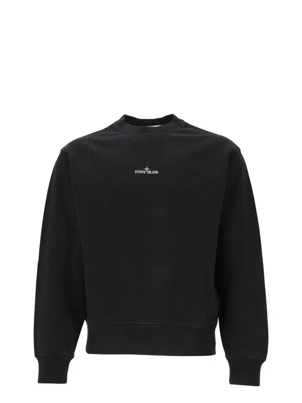 Stone Island Organic Cotton Fleece Sweatshirt - Black