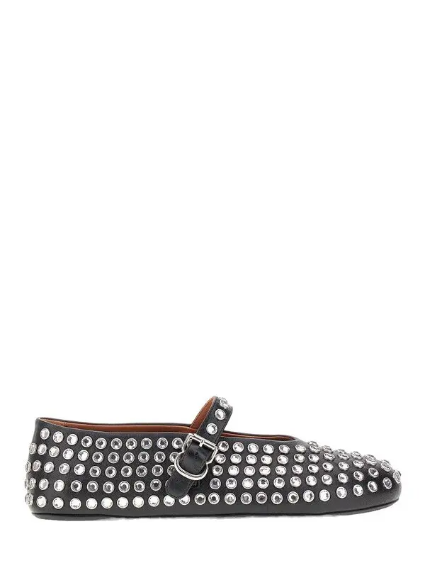 Alaïa Strass-embellished Leather Ballerinas - Black