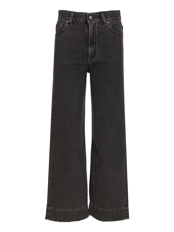 Chloé Wide Leg Cropped Jeans - Black