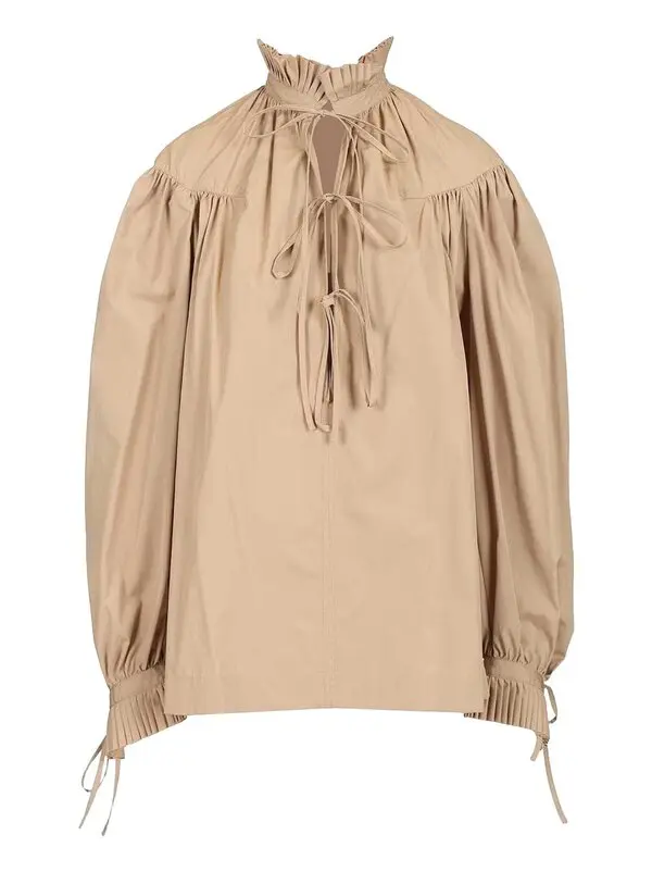 Dries Van Noten Cotton Poplin Blouse With Ruffles - Cream