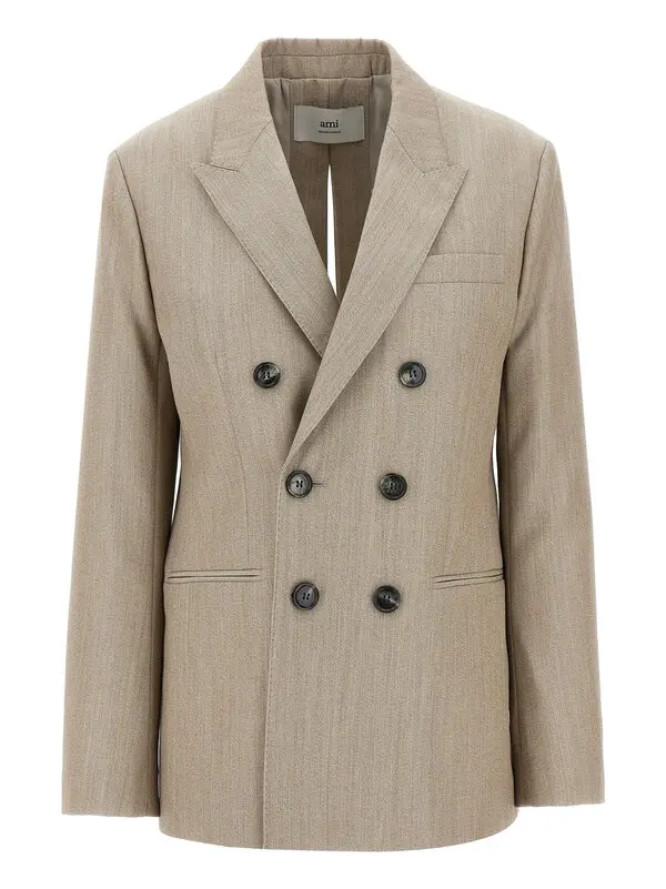AMI Paris Maxi Split Blazer - Cream