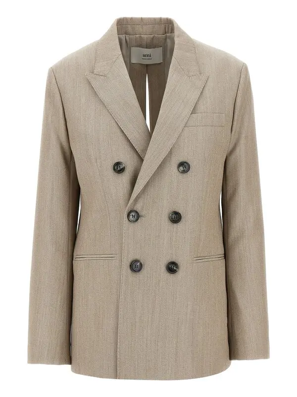 AMI Paris Maxi Split Blazer - Cream