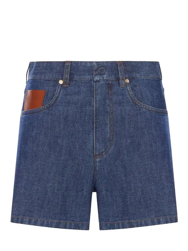 Fendi Chambray Denim Shorts - Blue