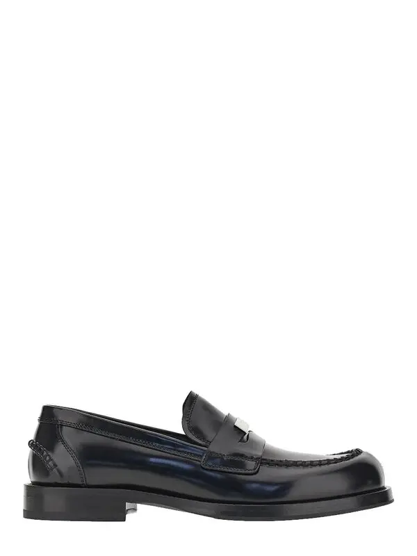Dolce & Gabbana Logo Plate Leather Loafers - Black