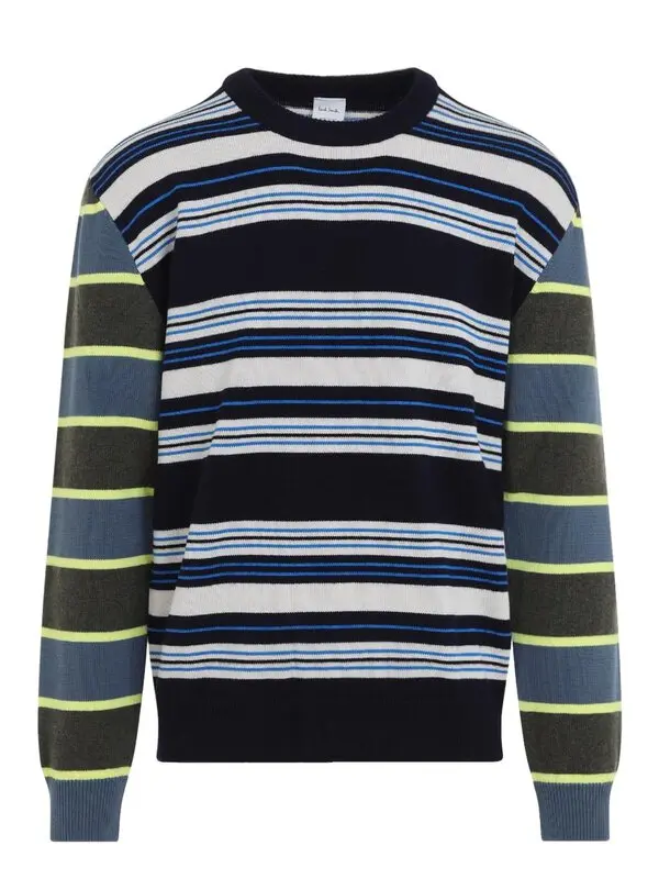 Paul Smith Striped Fine-knit Crewneck Sweater - Blue