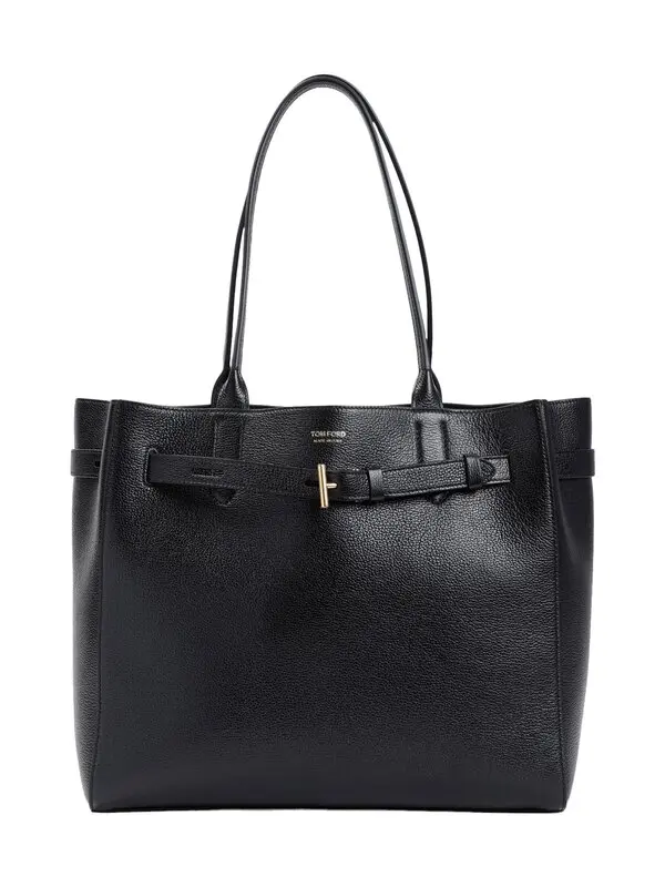 TOM FORD Medium Calf Leather Tote Bag - Black
