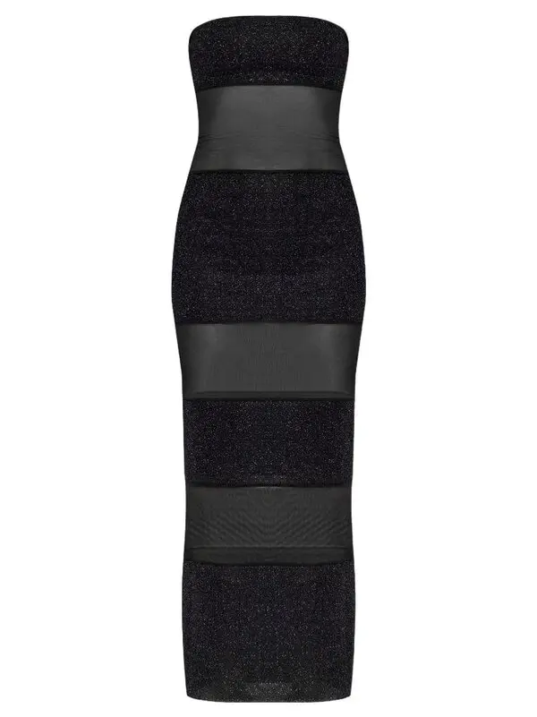 Oseree Long Bandeau Dress - Black