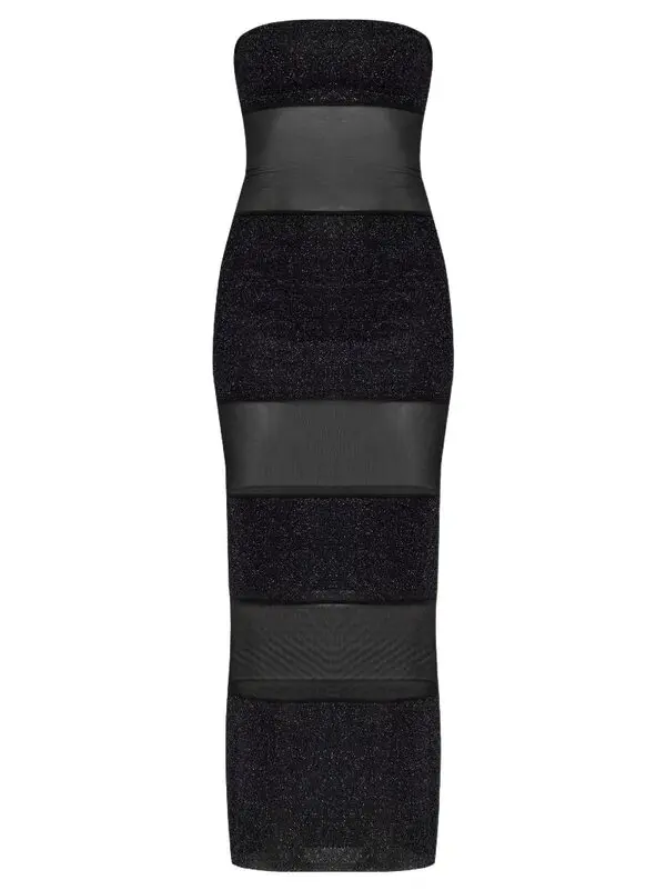Oseree Long Bandeau Dress - Black