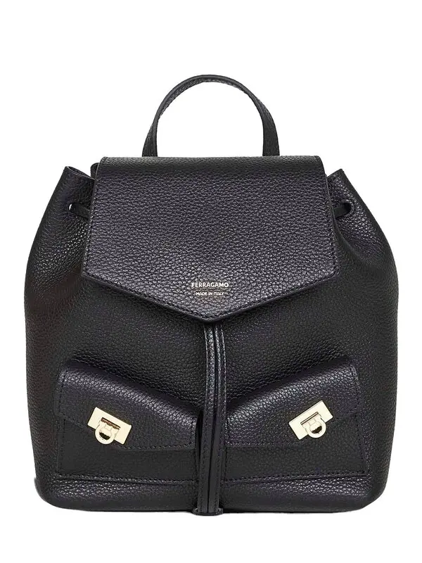 FERRAGAMO Black Harley Backpack - Multicolor