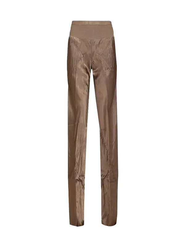 Rick Owens Bias Satin Flared Trousers - Cream