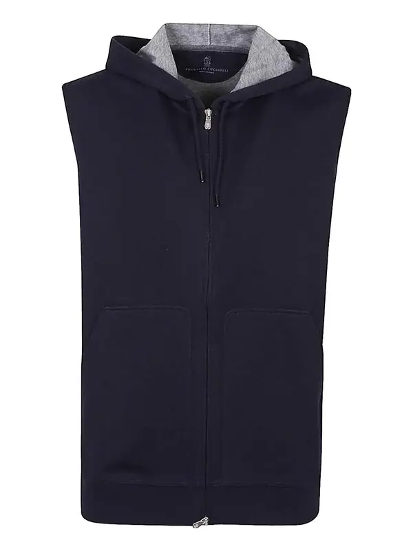 Brunello Cucinelli Cotton-cashmere Blend Sleeveless Hoodie - Multicolor