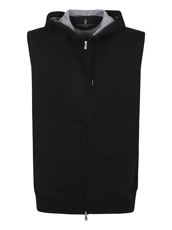 Brunello Cucinelli Cotton-cashmere Blend Sleeveless Hoodie - Multicolor