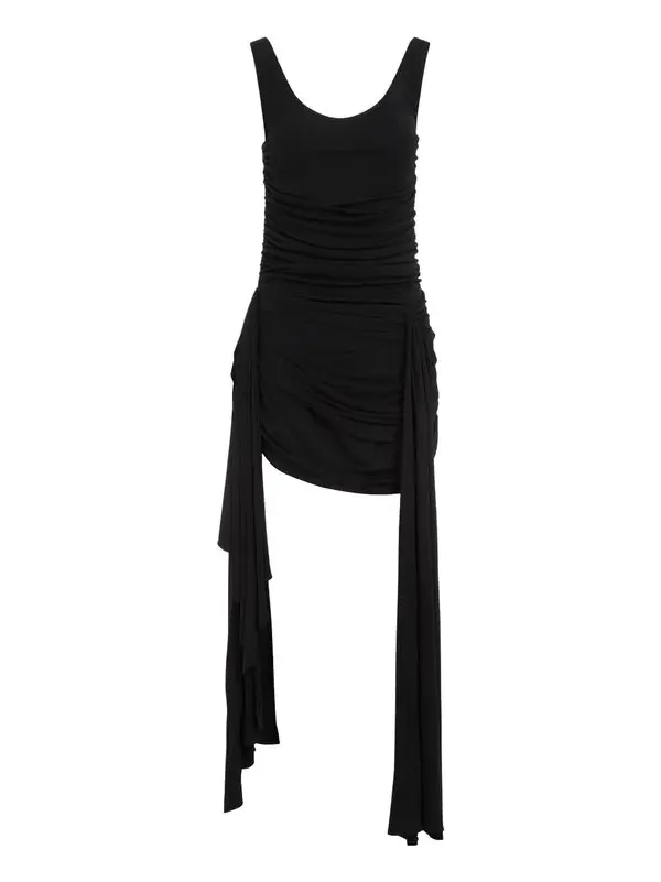 MUGLER Asymmetric Draped Dress - Black