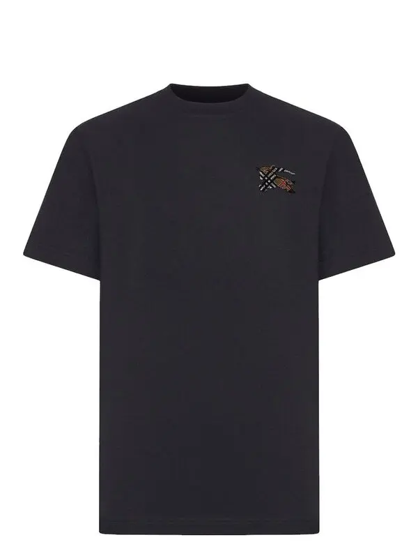 Burberry Cotton T-shirt With Horseman Logo - Black