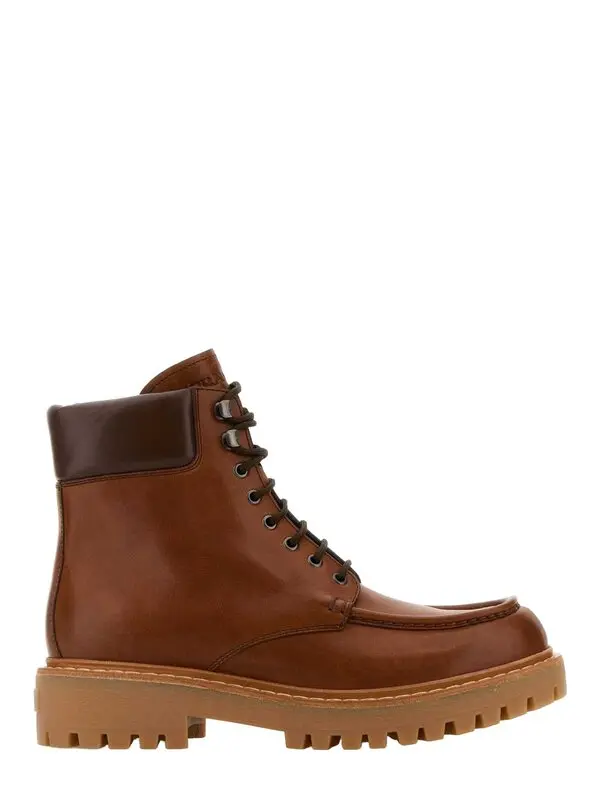 Prada Leather Ankle Boots - Brown