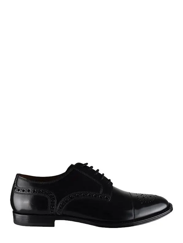 Dolce & Gabbana Patent Leather Brogue Oxford Shoes - Black