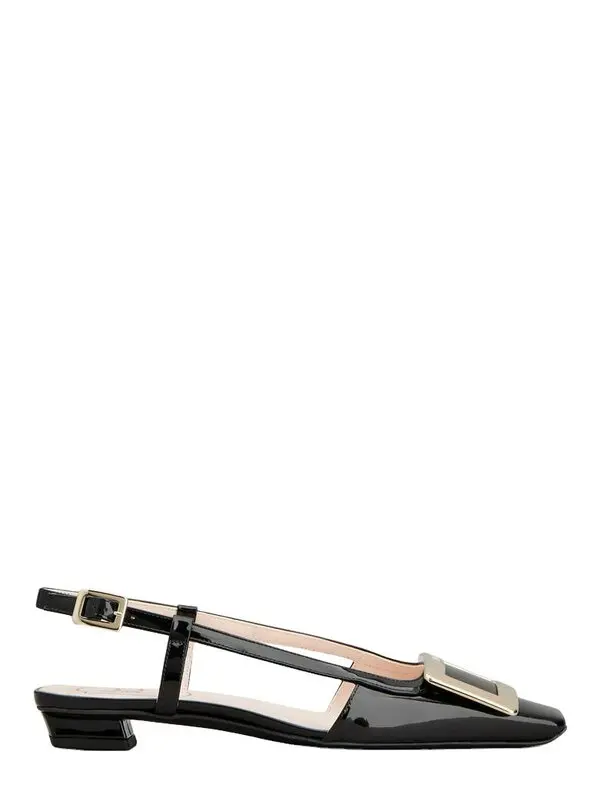 ROGER VIVIER Belle Vivier Patent Leather Slingback Ballerinas - Black