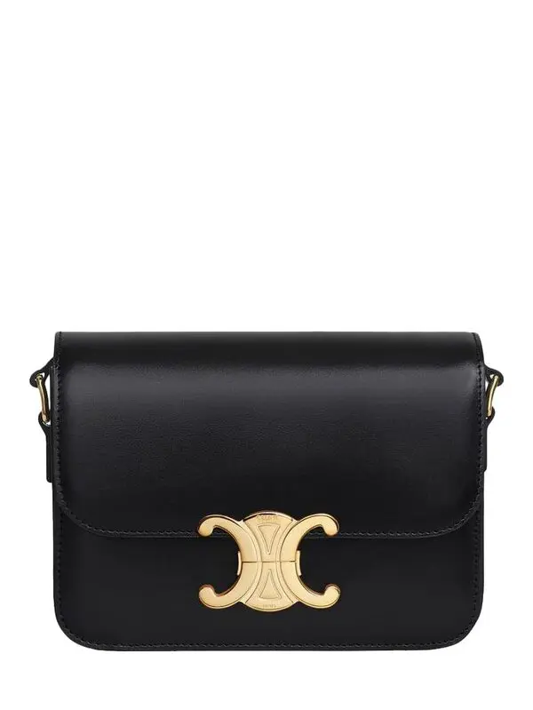 Celine Triomphe Teen Bag In Schwarz Shiny Calf Leather - Black