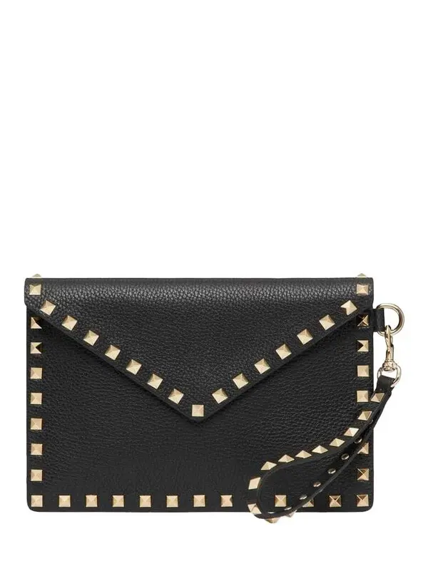 Valentino Garavani Rockstud Pouch In Calfskin - Black