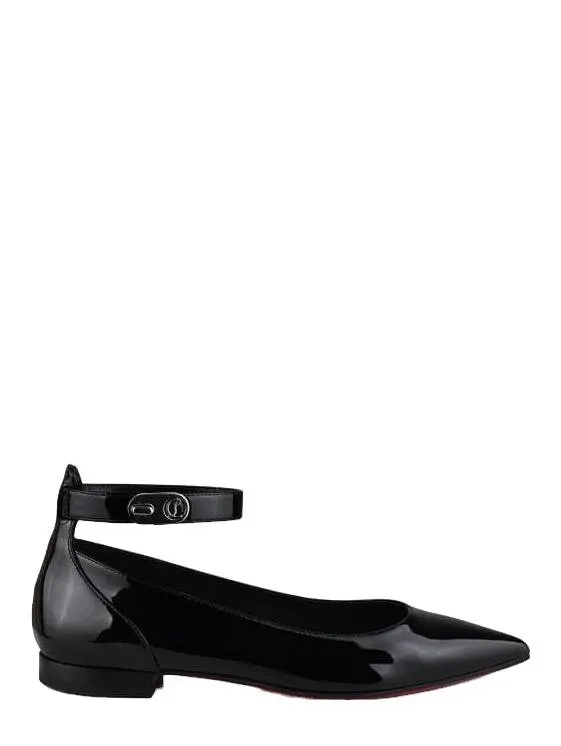 CHRISTIAN LOUBOUTIN Patent Leather Lock Ballerinas - Black