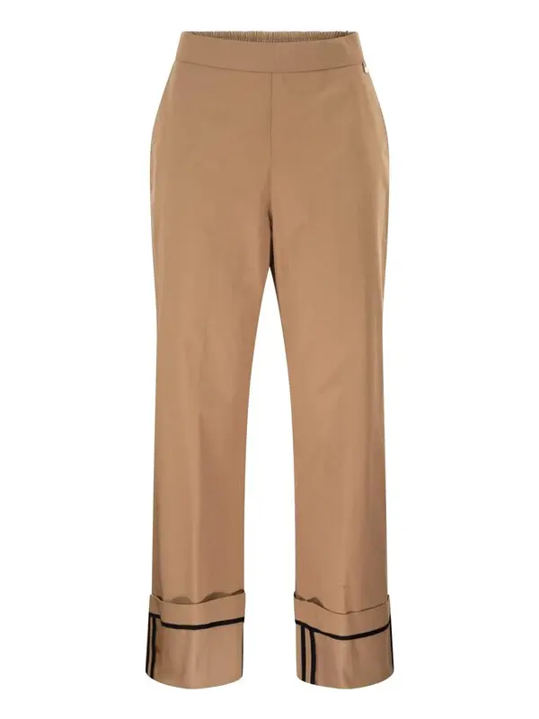 Herno Cotton Trousers With Maxi Turn-ups - Brown