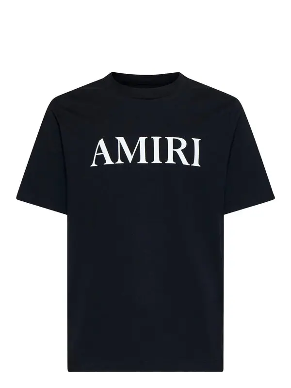 Amiri Black T-shirt With Logo Lettering Print In Cotton - Multicolor