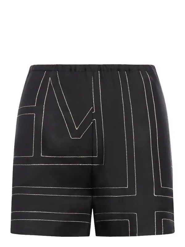 TOTEME Silk Monogram Shorts - Black