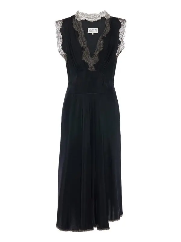 MAISON MARGIELA Silk Midi Dress - Black