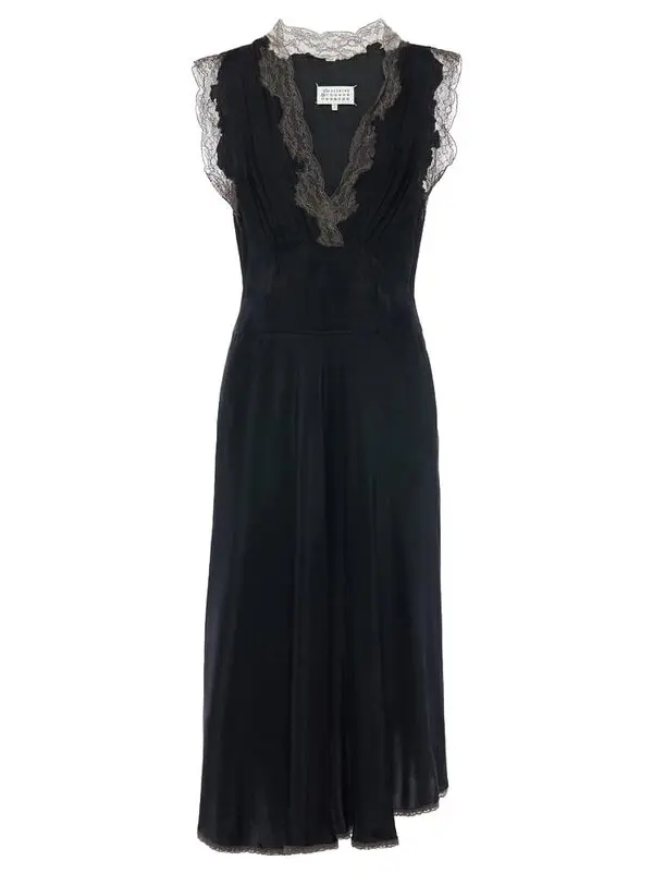 MAISON MARGIELA Silk Midi Dress - Black