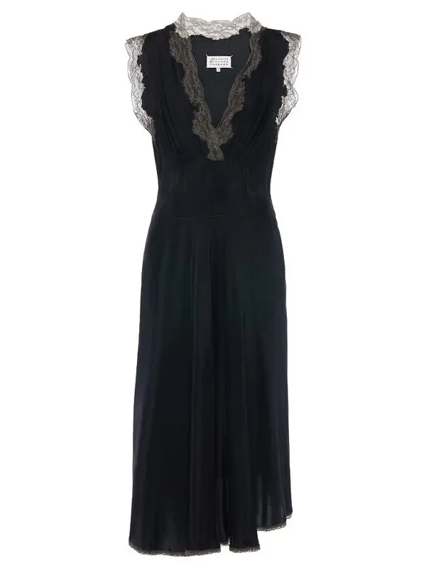 MAISON MARGIELA Silk Midi Dress - Black