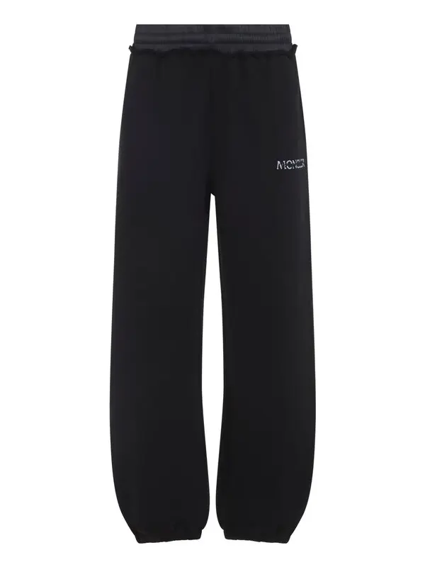 Moncler Cotton-blend Jersey Relaxed Fit Track Pants - Black