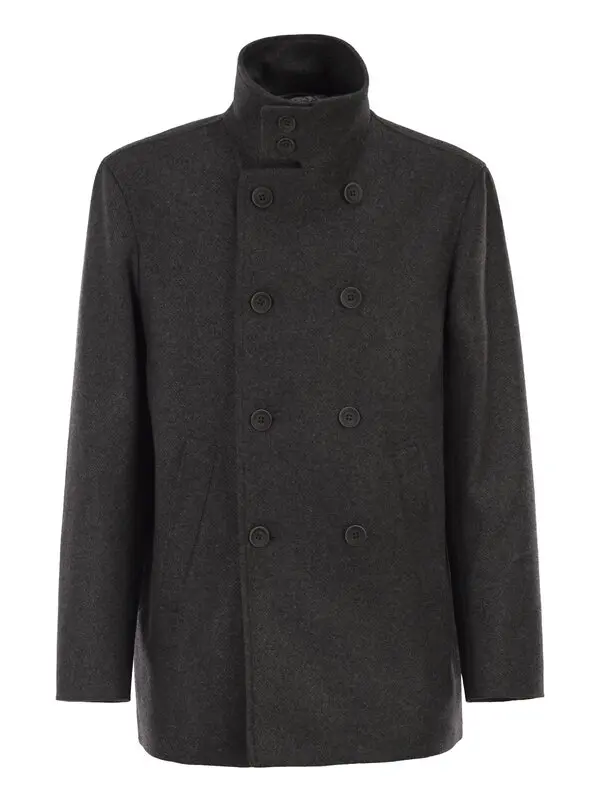 Herno Wool Blend Double-breasted Coat - Multicolor