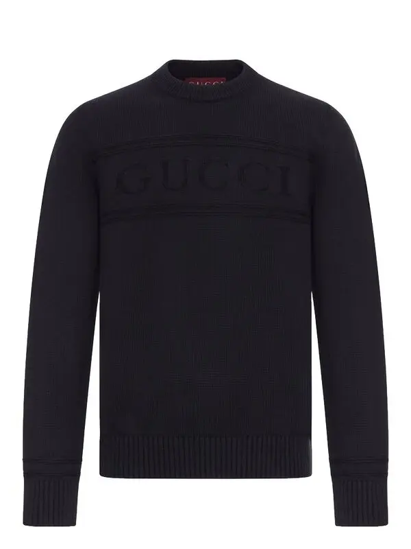 Gucci Cotton Knitted Sweater With Intarsia - Black
