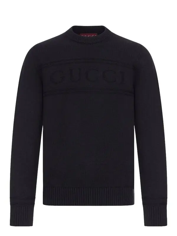 Gucci Cotton Knitted Sweater With Intarsia - Black