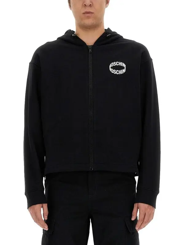 Moschino Zip Up Sweatshirt - Black