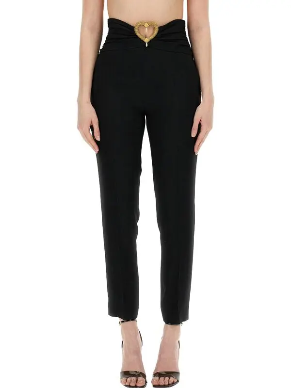 Moschino Slim Fit Trousers With Heart Application - Black