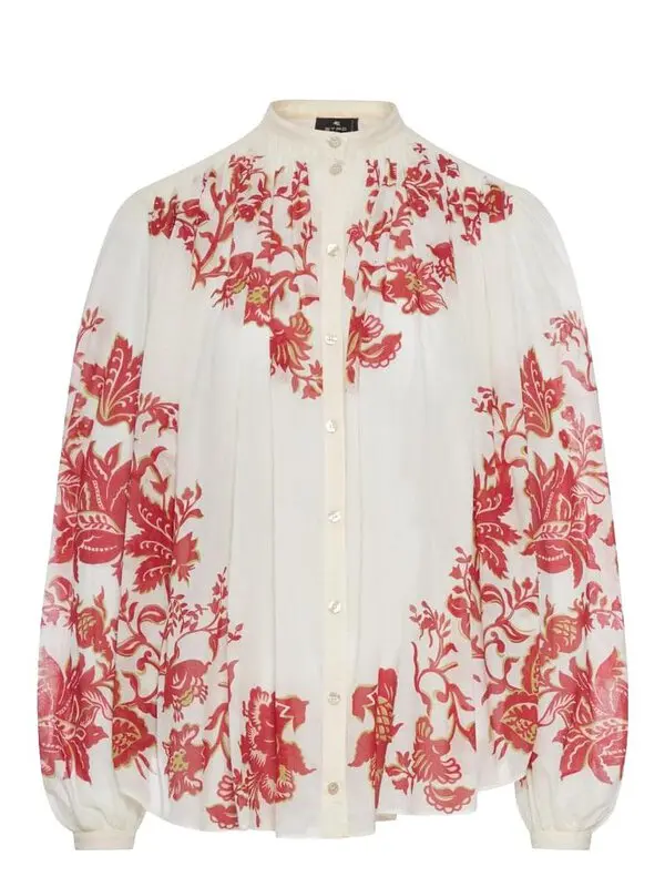 Etro Cotton Voile Blouse With Floral Print - Multicolor