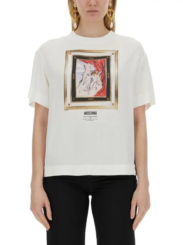 Moschino Enver Satin Blouse Still Life With Heart - White