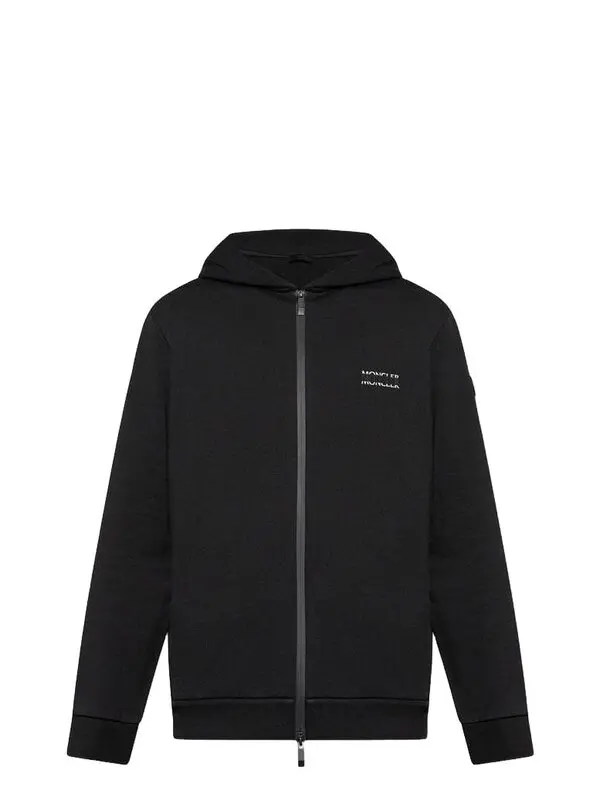Moncler Cotton Logo Zip Hoodie - Black