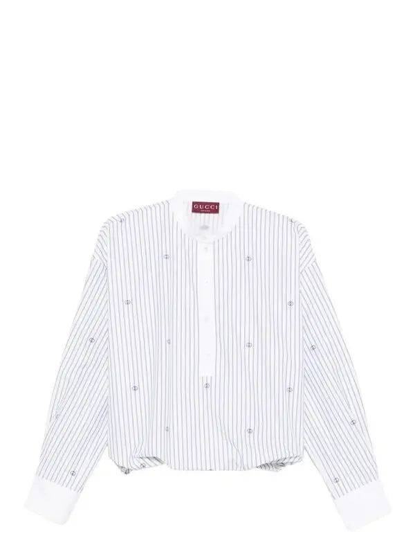 Gucci Striped Embroidered Blouse - White
