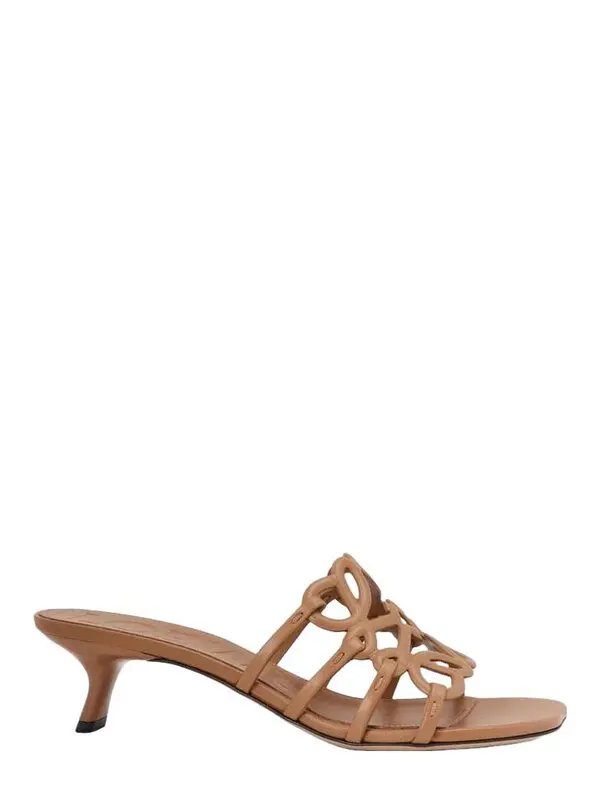 Loewe X Paula`s Ibiza Petal Anagram Slide In Soft Calfskin - Brown