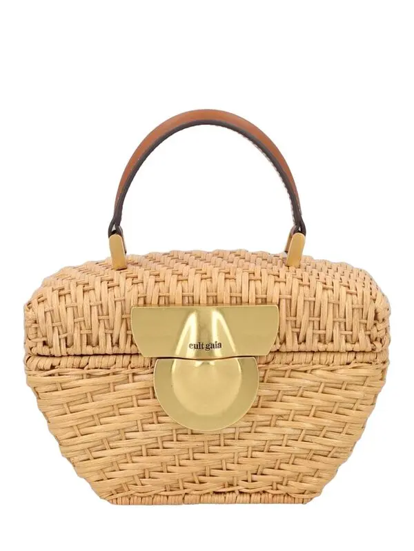 Cult Gaia Woven Rattan Top Handle Bag - Cream