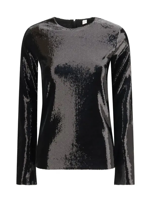 TOTEME Long-sleeved Sequined Top - Black