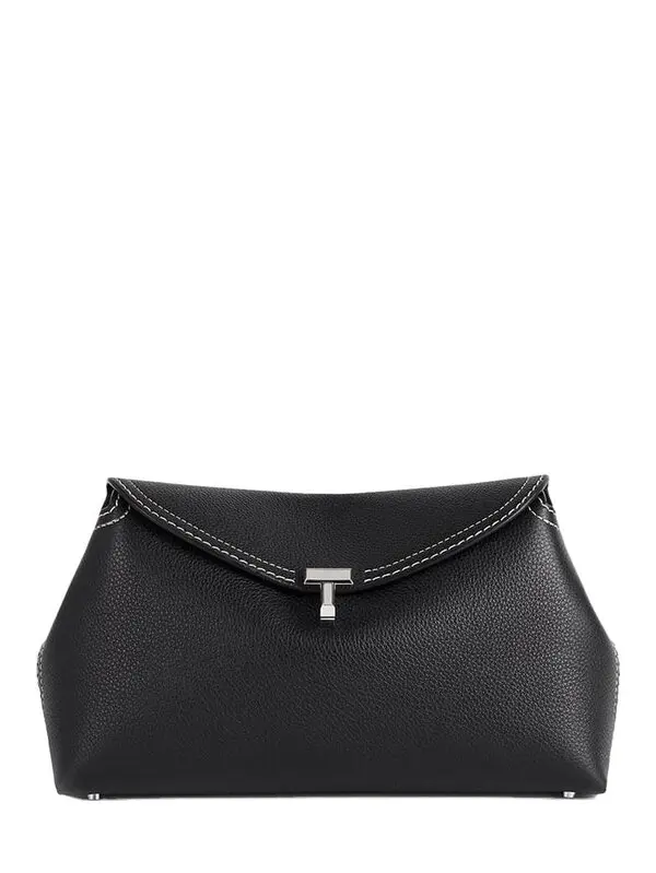 TOTEME T-lock Clutch Grain - Black