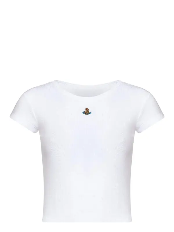 VIVIENNE WESTWOOD Ribbed Jersey Cropped T-shirt - Multicolor