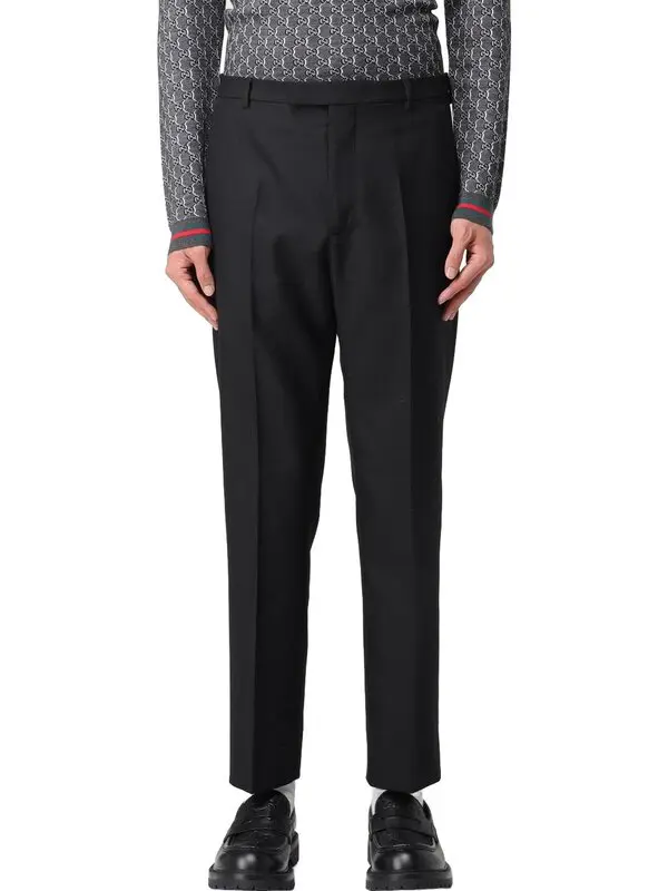 Gucci Slim Fit Wool Blend Tailored Trousers For Ceremonies - Black