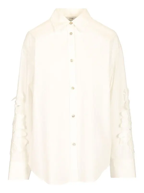 FORTE_FORTE Embroidered Poplin Shirt - White