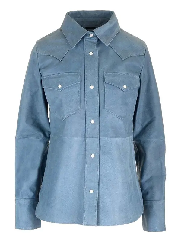 STAND STUDIO Western Leather Shirt - Blue