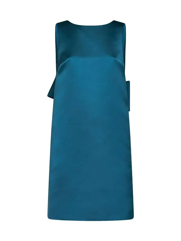 Max Mara Oil Green Taffeta Msescalata Short Dress With Bow - Multicolor