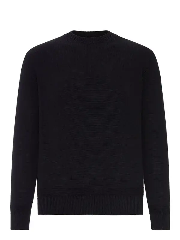 Moncler Cotton Sweater With Logo Patch - Black